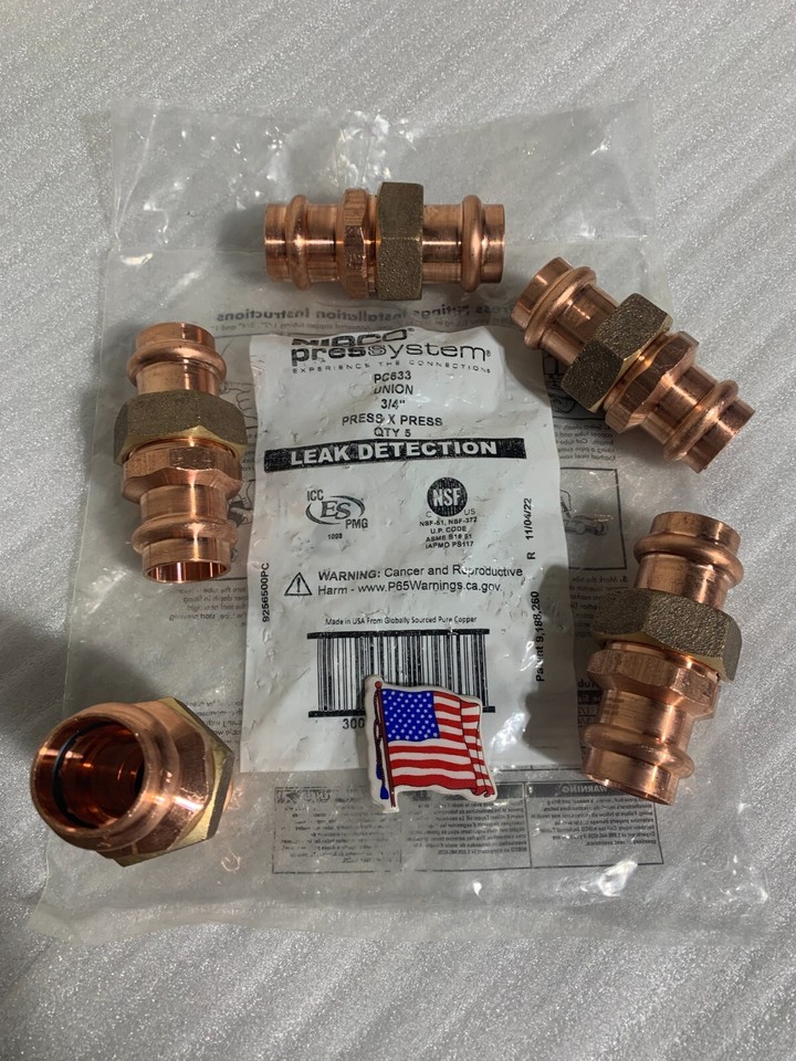 NIBCO PROPRESS 3/4" UNIONS QTY (5) APOLLO VIEGA NEW PRESS x PRESS ...