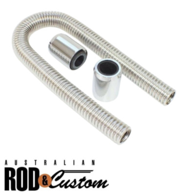 36" Chrome Radiator Hose Kit Stainless Steel +Aluminium End Cap Ford ...