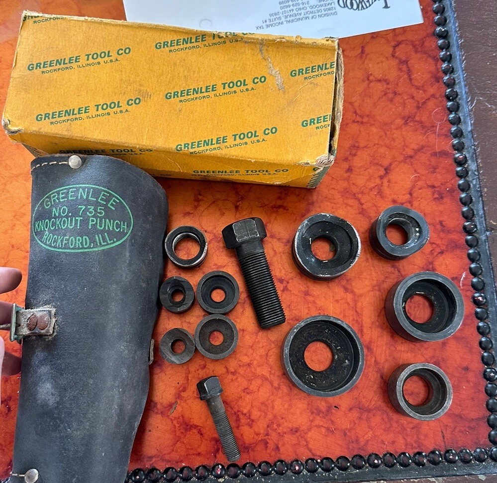 Vintage Greenlee No. 735 Metal Knockout Panel Punch Set | eBay