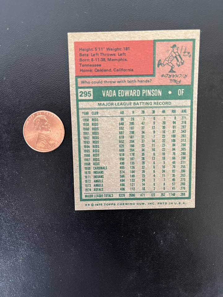 1975 TOPPS MINI #295 VADA PINSON KC ROYALS— SHARP💥*** (wph) | eBay