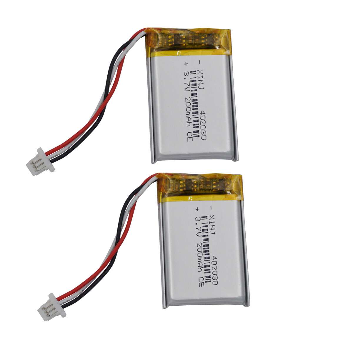 2x 3.7V 200mAh Li-Polymer Batteries 402030 with JST 3-pin1.0 Connector ...