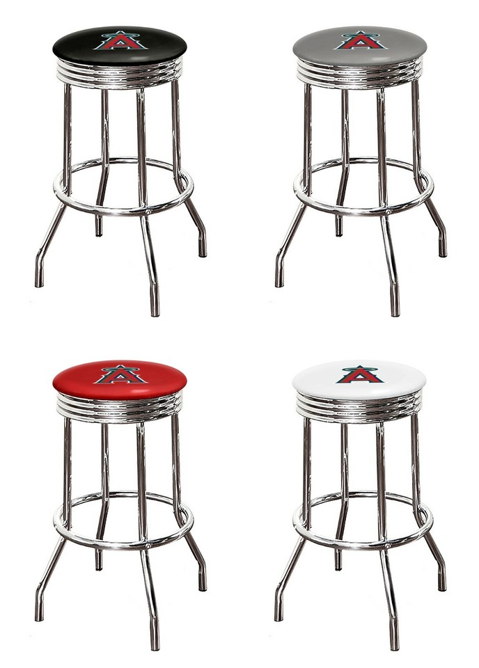 Bar Stool MLB 31" Tall Retro Chrome Swivel Seat Colored Vinyl Team Logo ...