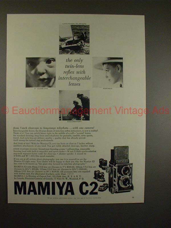 1959 Mamiya C2 TLR Camera Ad - Interchangeable Lenses!! | eBay