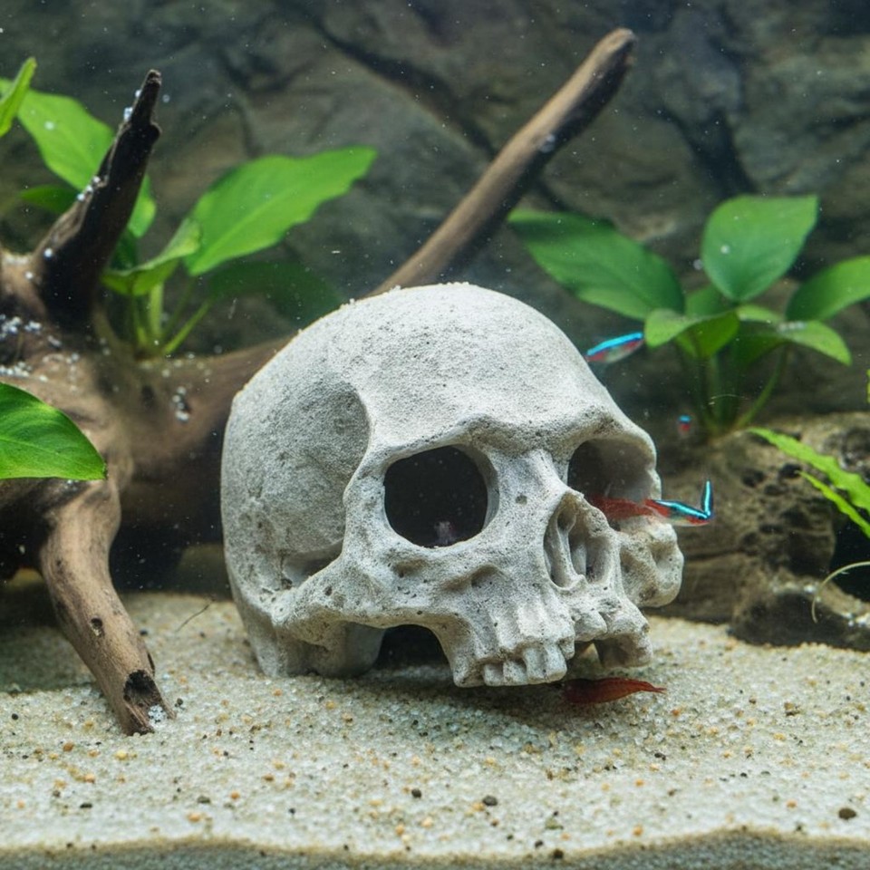Aquarium Skull Cave Provides Shelter Resin Skeleton Ornament Multiple ...