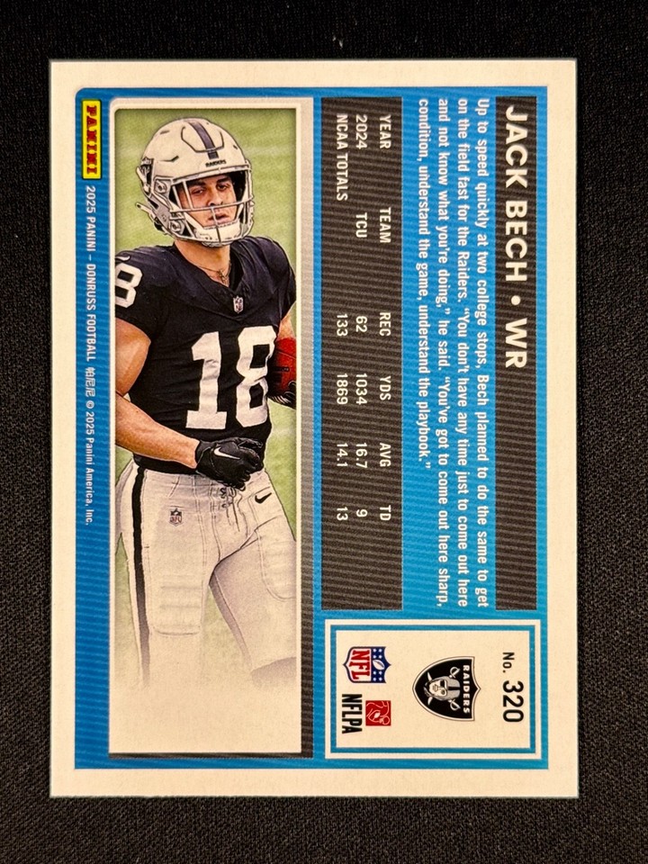 2025 Panini Donruss - Rated Rookie Jack Bech #320 Purple Press Proof ...