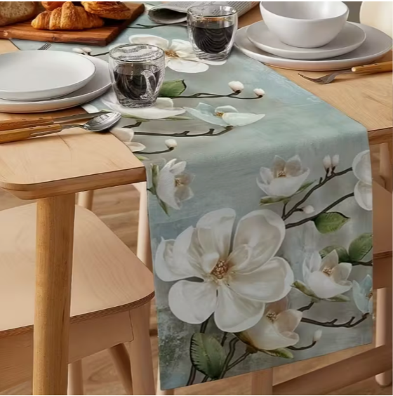 TABLE RUNNER- Magnolia Watercolor Runner 13x72 | eBay