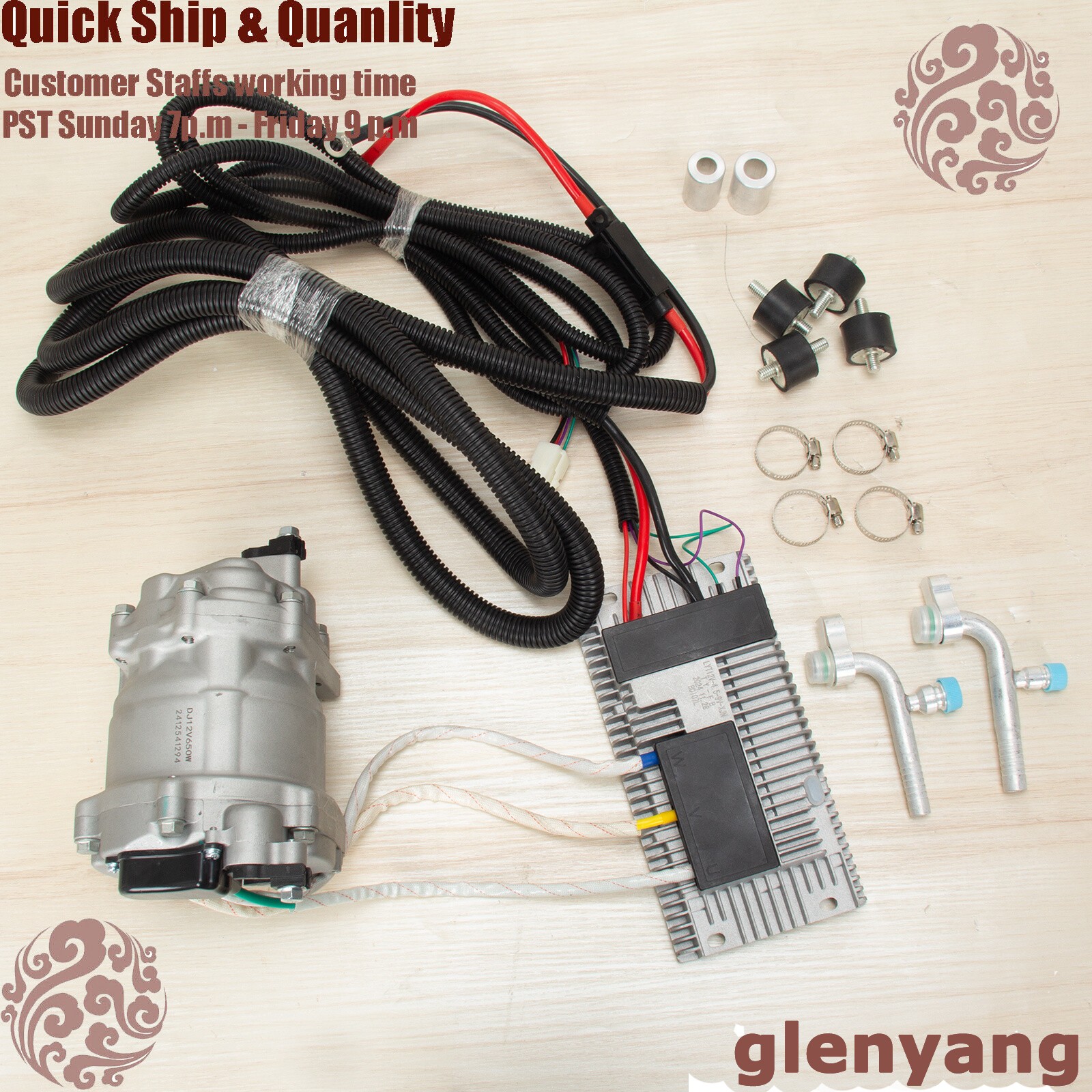 12V Universal Electric Car AC Scroll Compressor Kit For Truck Air ...