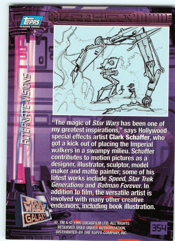 1995 Topps Star Wars Galaxy Series 3: Clark Schaffer #354 | eBay