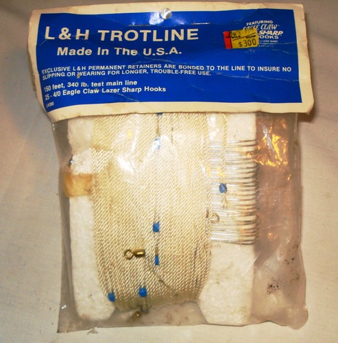 L & H Trotline 150 Feet 340 lb. Test Main Line 25 - 4/0 Eagle Claw ...