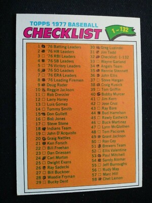1977 Topps Baseball Card # 32 Checklist 1-132 | eBay