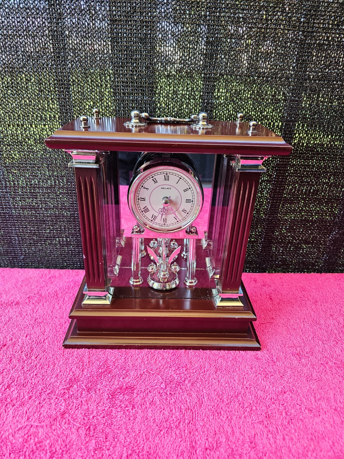 Wallace SilverSmiths Quartz Mahogany Wood Table Mantle Clock With ...