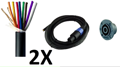 2X 8 WIRE SPEAK-ON 3FT CABLE CHUCHERO BOX LOUD SPEAKER, MIDS, TWEETERS ...