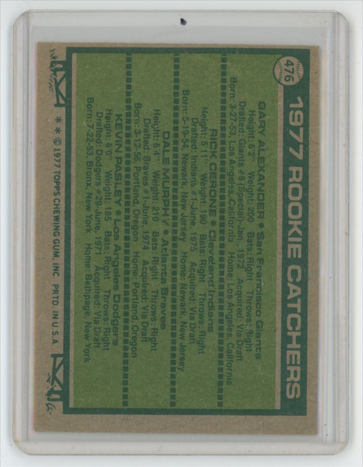 1977 Topps Gary Alexander/Rick Cerone/Dale Murphy/Kevin Pasley Rookie ...