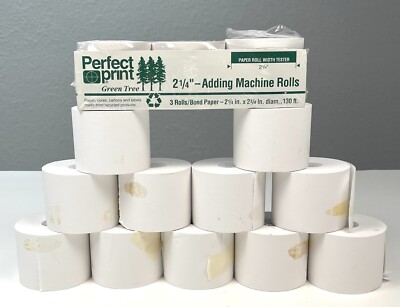 Lot 14 ADDING MACHINE 2.25"x2.75" Bond PAPER ROLLS 130'/each Perfect ...