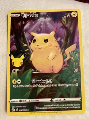 Full Art Base Set Pikachu Rare 25th Collection #005 | eBay