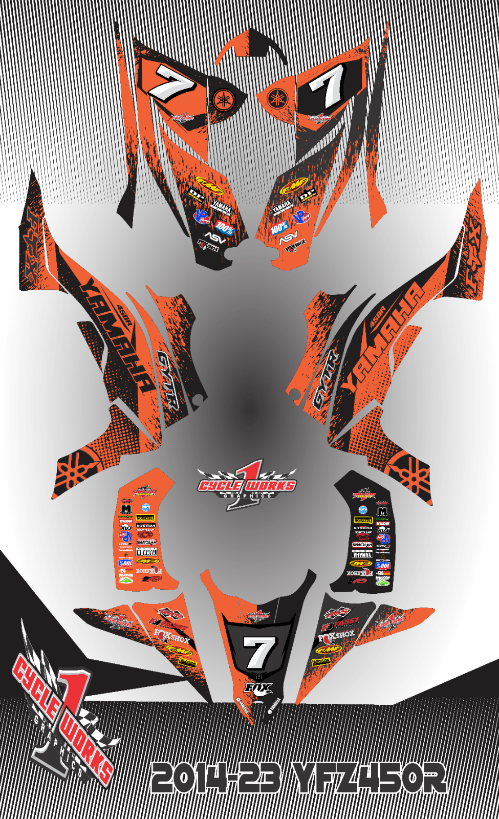 Graphics Kit Custom Printed for Yamaha YFZ450R YFZ 45R(2014-2022 ...