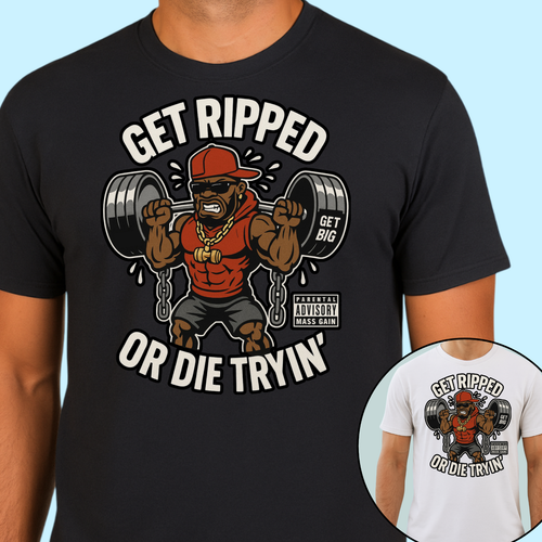Get Ripped or Die Tryin T-Shirt 50 Cent Parody Bodybuilder Gym Funny ...