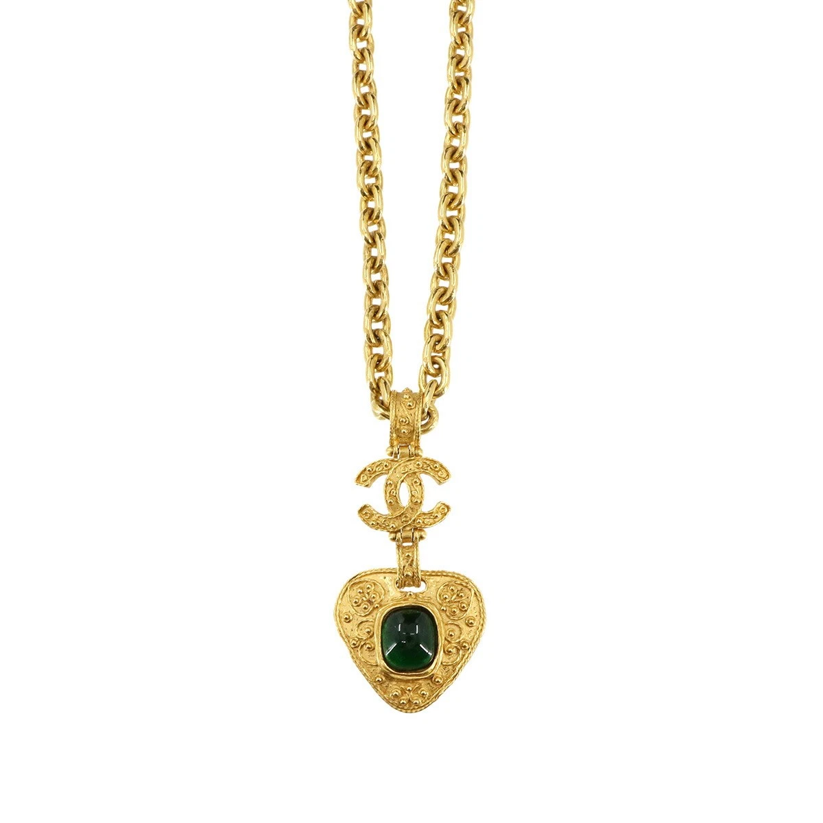 CHANEL JEWELRY CHANEL Stone Long Necklace Green G Accessory 94A Vintage ...