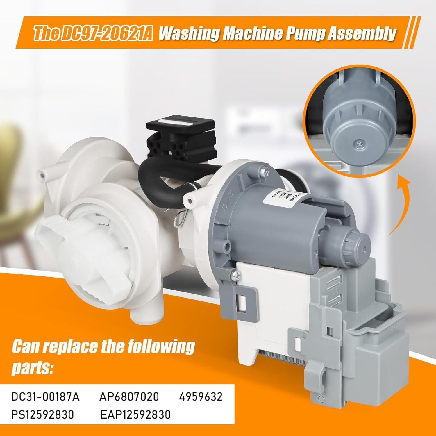 New Washer Drain Pump Replacement Part number DC97-20621A For Samsung ...