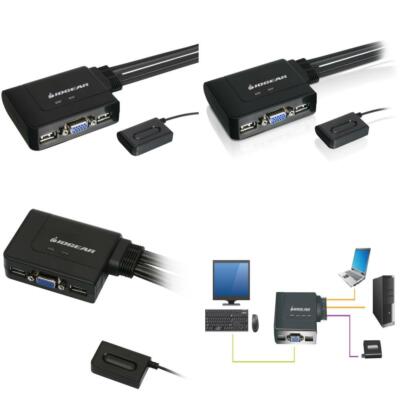 IOGEAR 2-Port USB VGA Cable KVM Switch with Cables and Remote, GCS22U 2 ...
