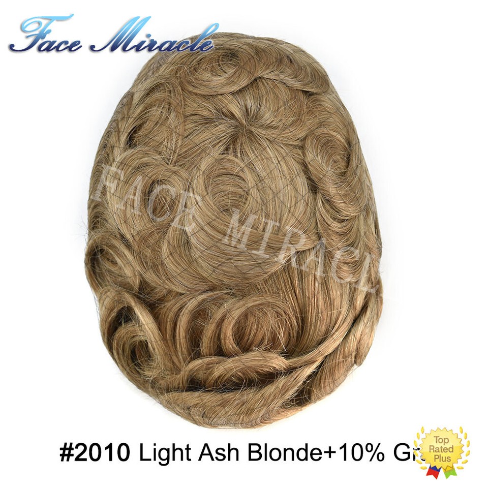 Mens Toupee Human Hair Piece Durable Fine Mono Toupee for Men Around ...