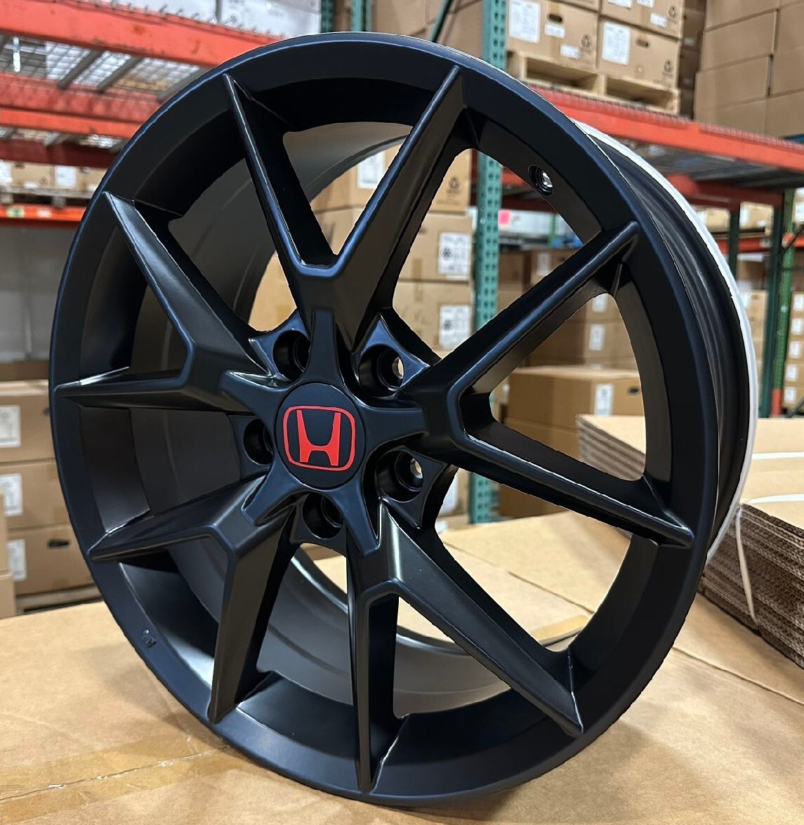 BLACK TYPE R STYLE WHEELS 17X7.5 CIVIC Si Rsx Tsx S2000 DC5 FG FA EP3 ...