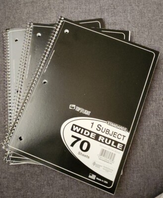 Top Flight Standards 1 Subject Wirebound Wide Ruled Notebook 70 Sheet ...
