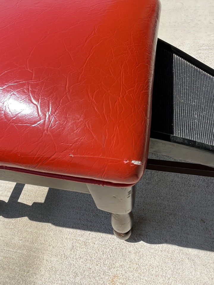 Vtg Mid-Century Shoe Store Fitting Stool Wood Vinyl Rare Red MCM Shelby ...