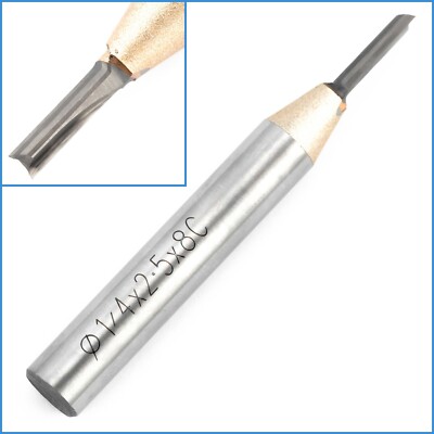 2.5mm x 8mm CNC Straight Router Bit 1/4" Shank Woodwork Engraving Tool ...