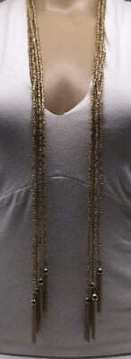 Chico's Long Gold Wrap Tassel Necklace NEW | eBay