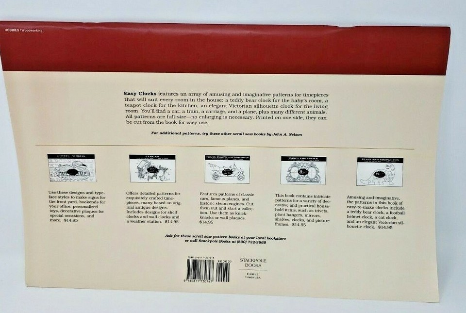 Stackpole Scroll Saw Pattern Book "Easy Clocks" Full-Size Designs John ...