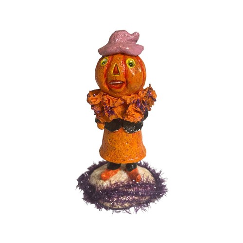 Bethany Lowe for RAZ Halloween Paper Mache Pumpkin Head Man Primitive ...