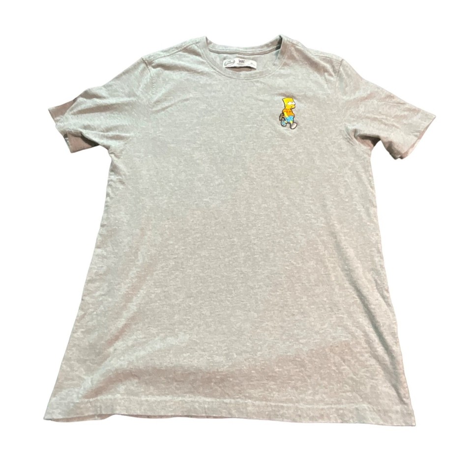The Simpsons Bart Simpson Gray T-Shirt XL Patch 20th Television | eBay