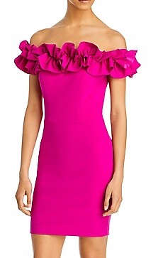 Aqua FUCHSIA Women's Off The Shoulder Ruffle Dress, US 8 | eBay