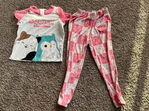 Girls Size 10 Squishmallows Plush Pajama Set Squish Together Pants Tee ...