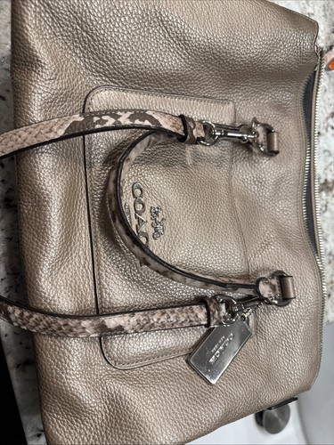 Coach Medium Leather champagne Gold w/Snake Skin Handles **Excellent ...