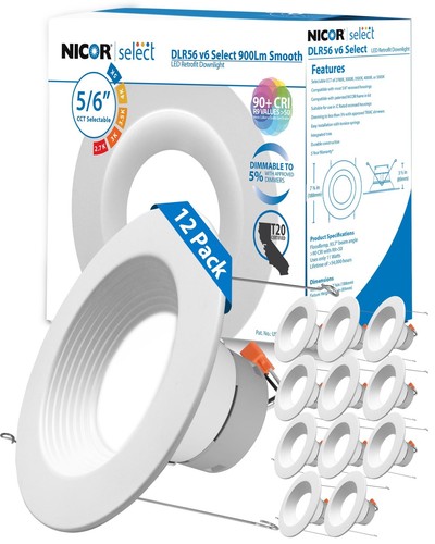 NICOR Lighting Recessed Ceiling Lights LED Downlight - 5/6 inch LED ...