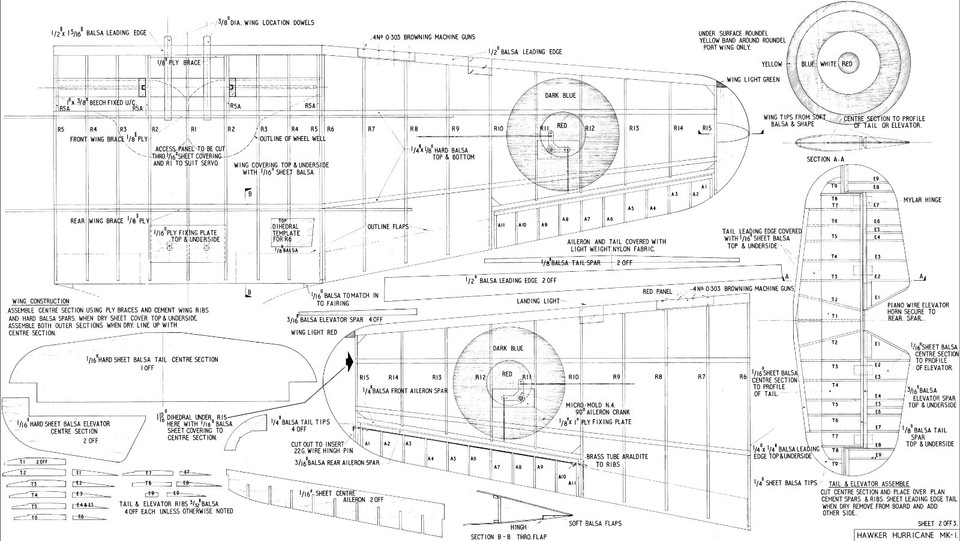 Hawker Hurricane mk1 plan set 60" span | eBay