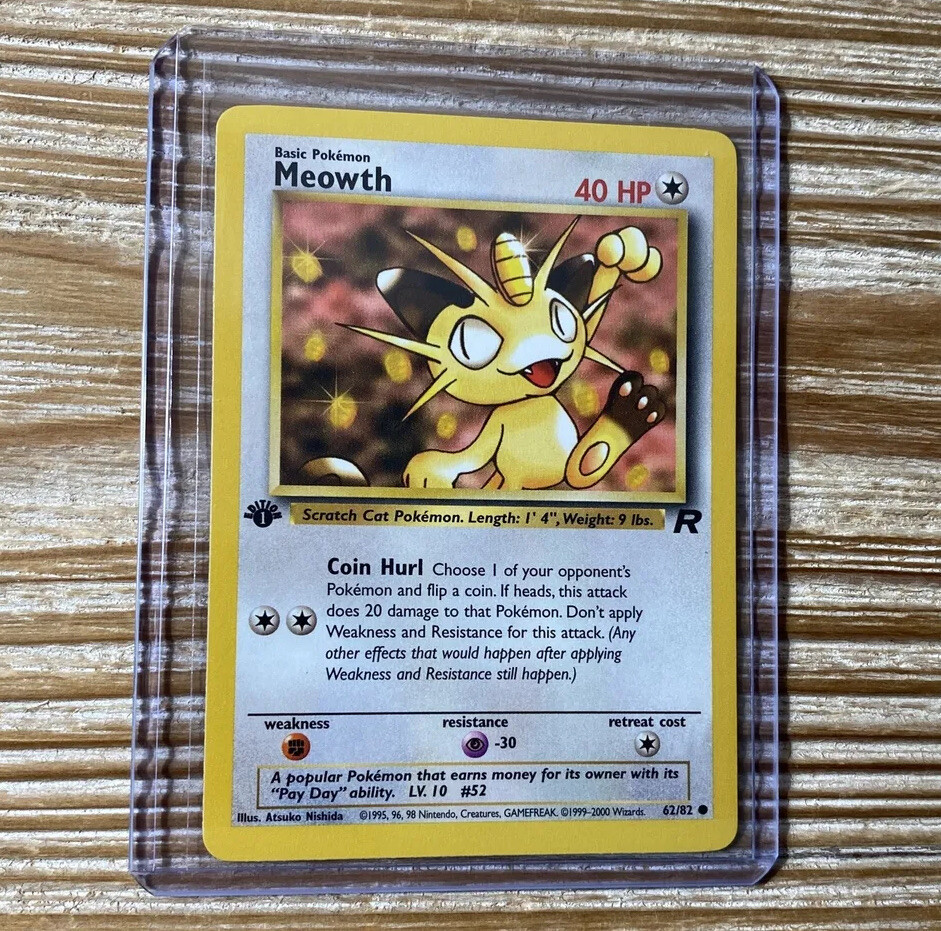 Meowth 62/82 1st Edition Team Rocket Pokemon Card LP-NM | eBay
