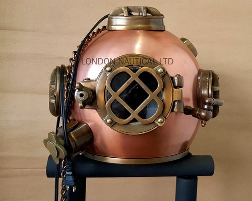 Antique 18" Diving Helmet Hanging Lamp | US Navy Mark V Scuba Nautical ...