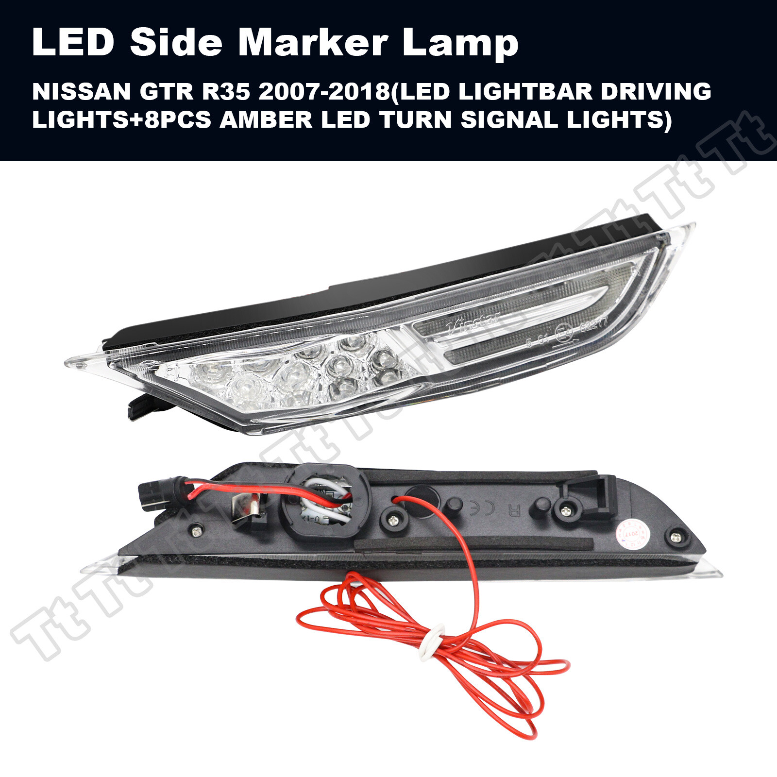 For 2007-2018 Nissan GTR R35 White/Amber LED Turn Signal Side Marker ...