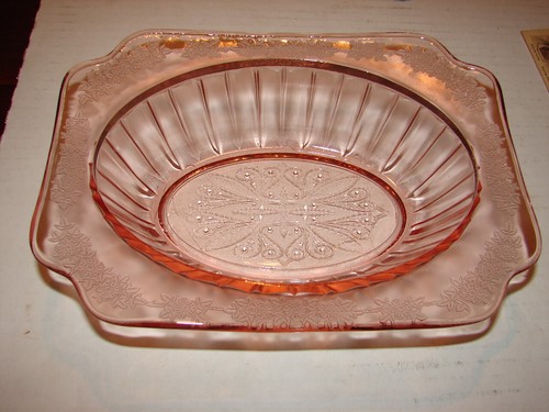 Vintage 1930's Jeannette Glass Adam Pattern in Pink Depression Oval ...