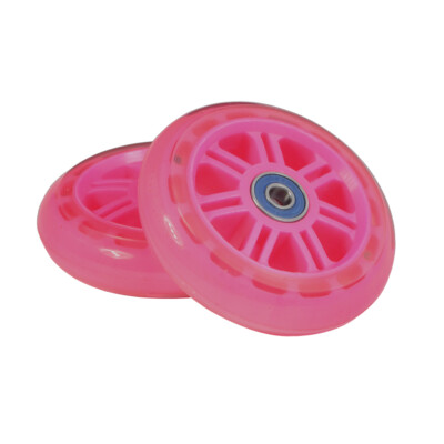 4" Pink Wheels with 7 Spoke Light Pink Hub and Bearing, Razor Kick ...