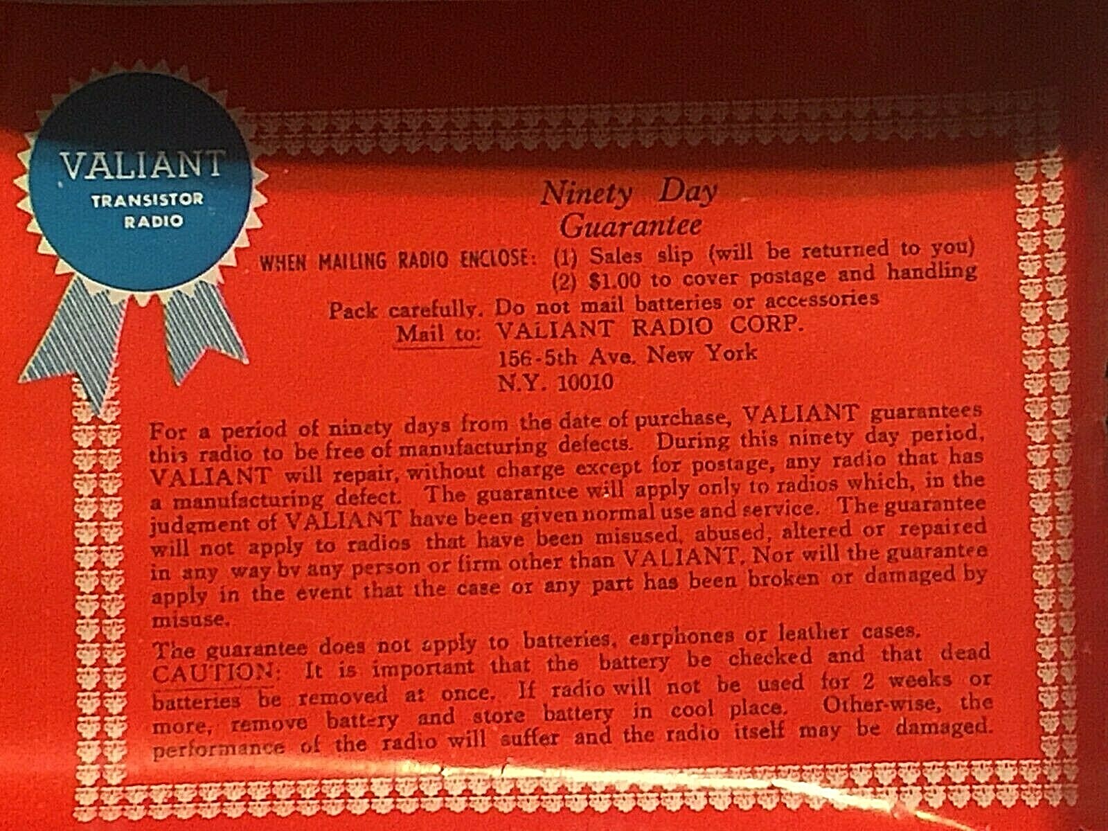 DELUXE MODEL 666 Vintage VALIANT TRANSISTOR RADIO Mint BOX PAPERS CASE ...