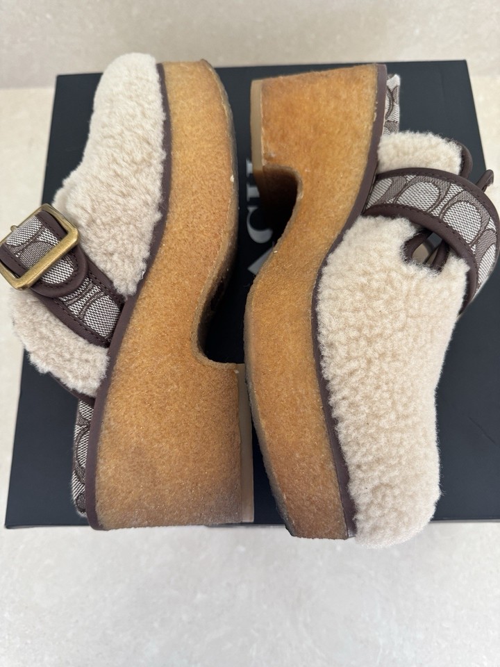 Coach Dylan Shearling Buckle Platform Clogs Hippie Size 7 Retail Price ...