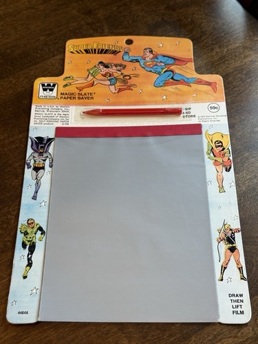 Super Friends Magic Slate Paper Saver 1976 Drawing Toy W/ Pen Superman ...