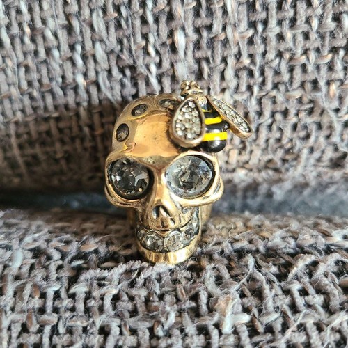 Alexander McQueen Ring Skull Bee Gold Gun Metal International size13(JP ...