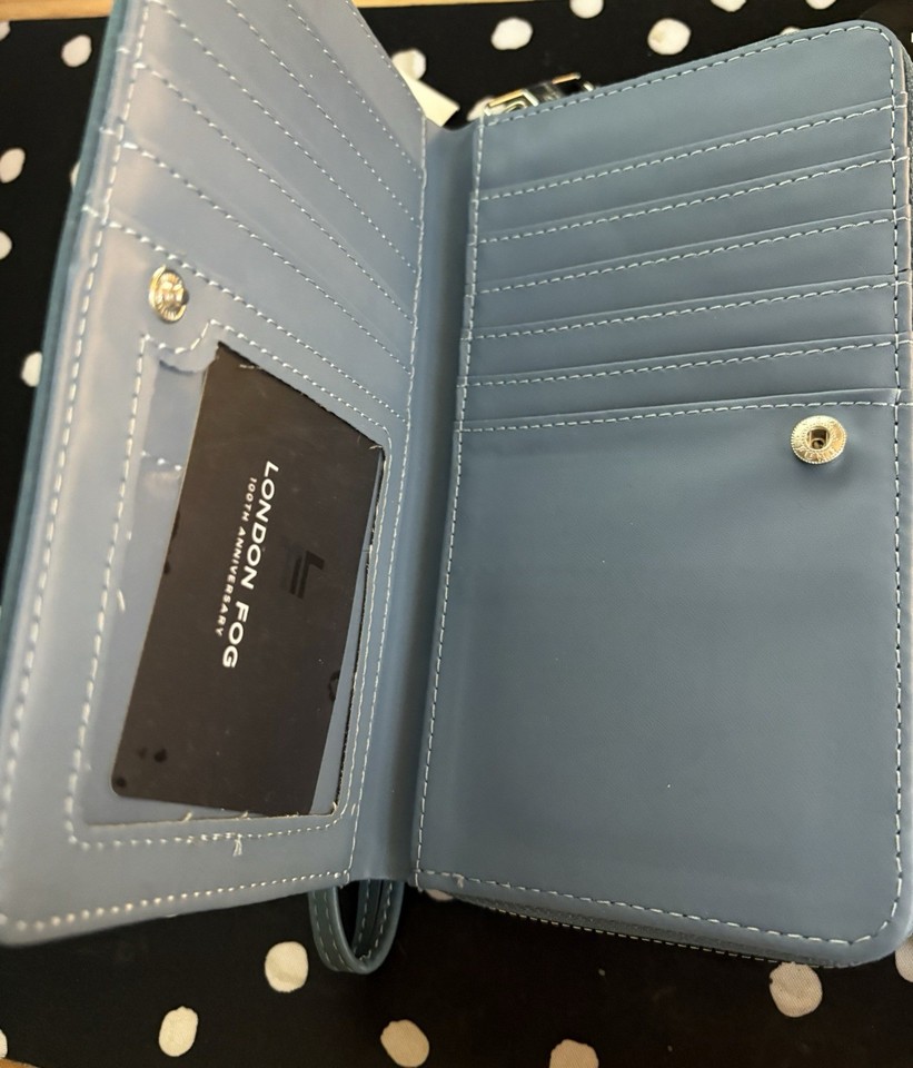 London Fog Zip Around Wallet Preston New With Tags Indigo Blue | eBay