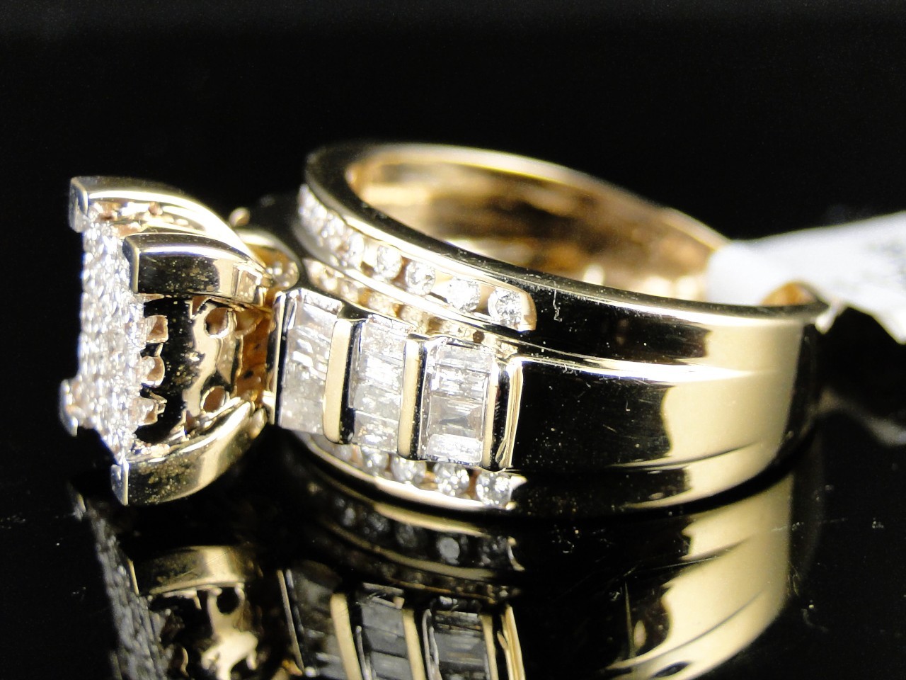 WOMEN ROUND CUT YELLOW GOLD XL DIAMOND ENGAGEMENT BRIDAL WEDDING BAND ...