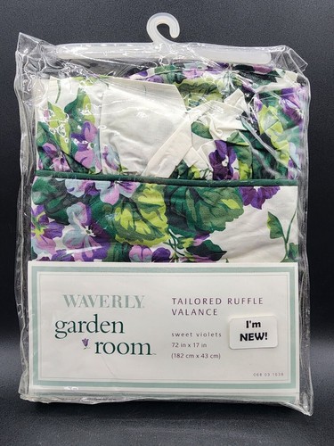 Waverly Garden Tailored Ruffle Valance Sweet Violets 72” X 17” Cottage ...